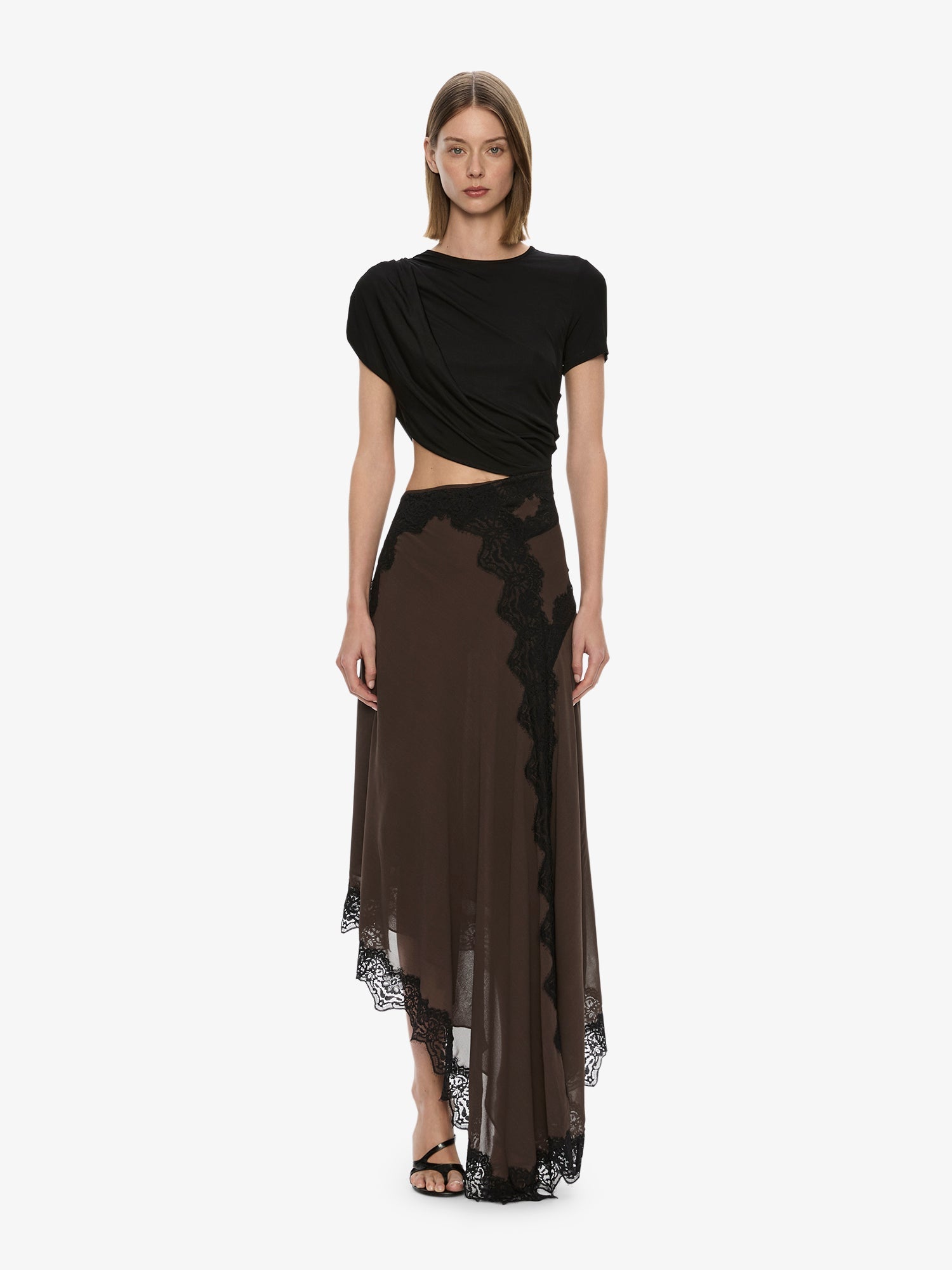 CHRISTOPHER ESBER CHRISTOPHER ESBER Twisted Tee Dress with Lace Inserts